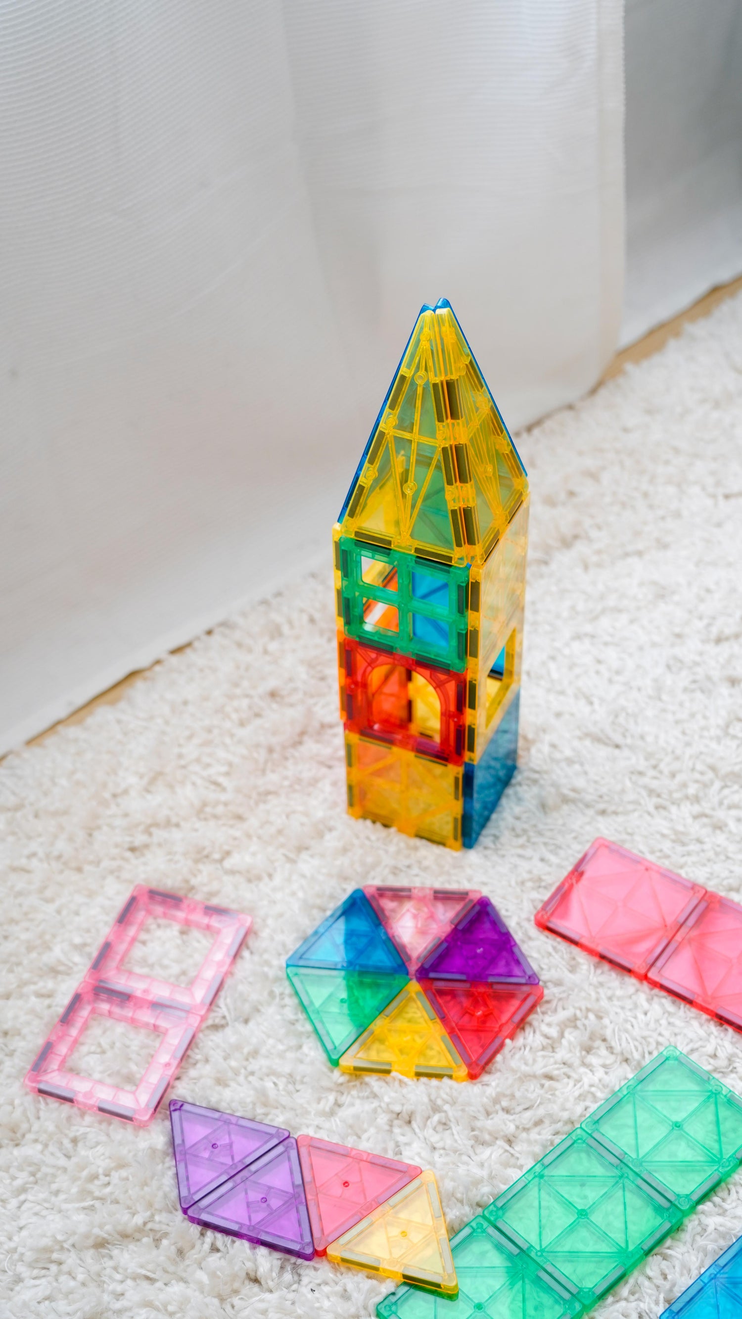 Magnetic Tiles Rainbow 120Pc Set | STEM Educational Toys – Shapes For Kids