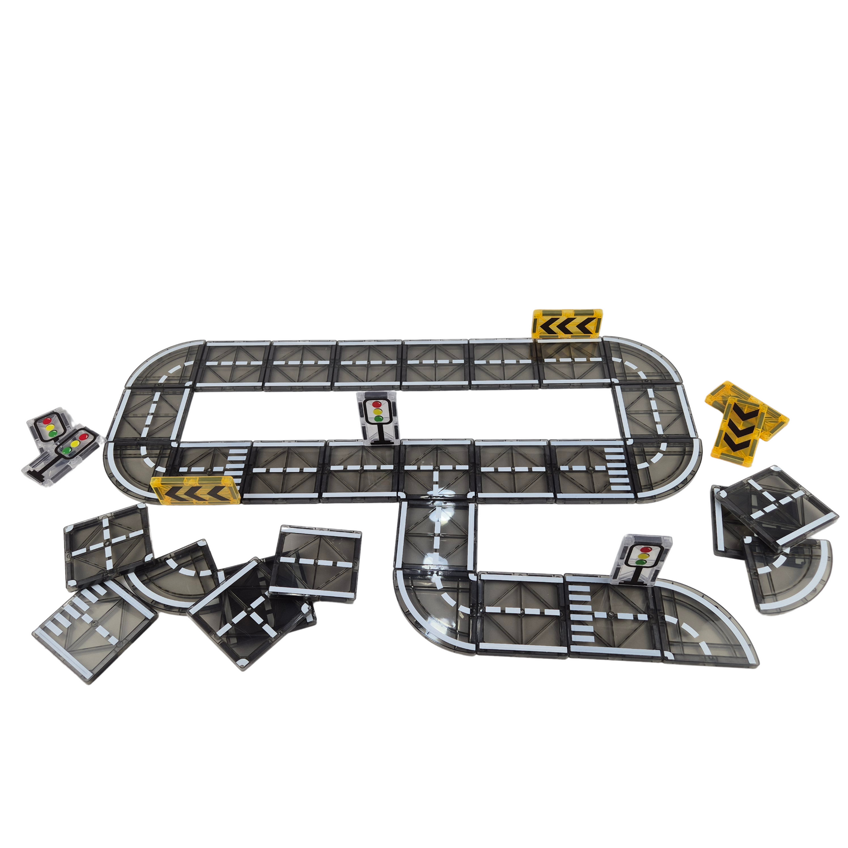 41-Piece Road Plate Magnetic Tile Set – STEM and Educational – Shapes ...