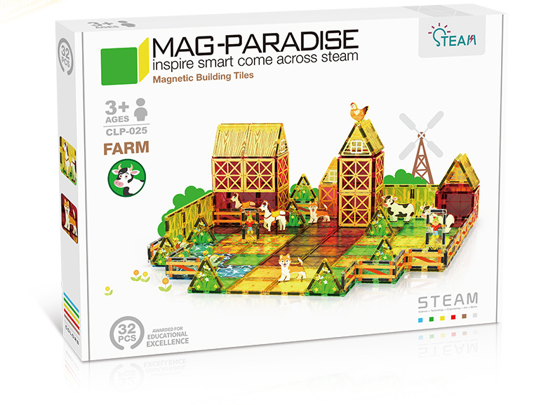 Mag-Paradise 32-Piece Farm Magnetic Tiles Set | Barn & Animal – Shapes ...