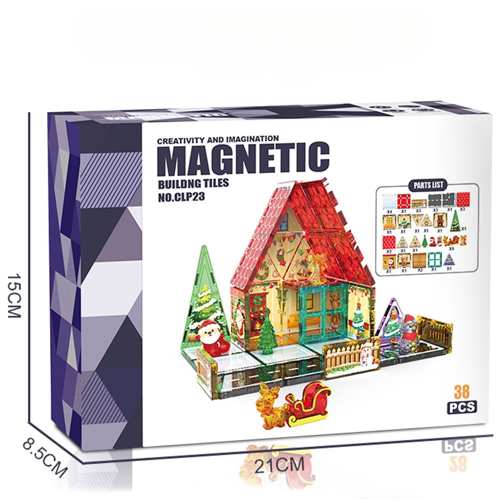 Christmas 38-Piece Magnetic Tiles Set | Festive Building & Holiday Play ...